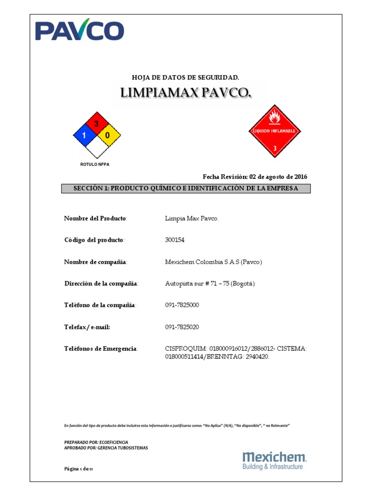 Limpiamax Pavco | PDF | Etanol | Agua