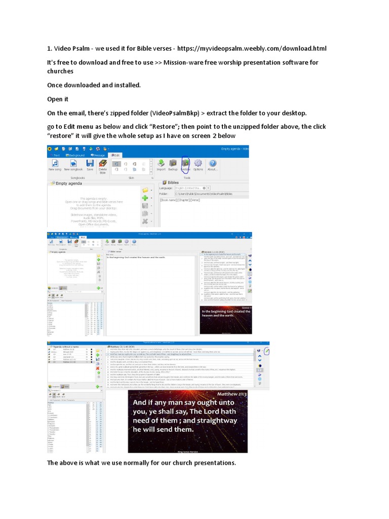 Video Psalm Setup Guide for Churches | PDF