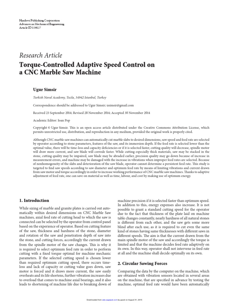 Torque-Controlled Adaptive Speed Control On A CNC | PDF | Electric ...