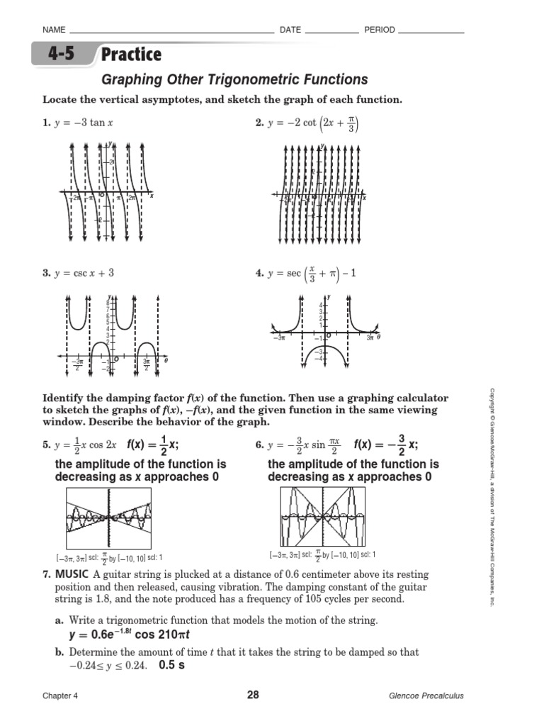 4.5 Practice Key | PDF | Trigonometric Functions | Teaching Mathematics