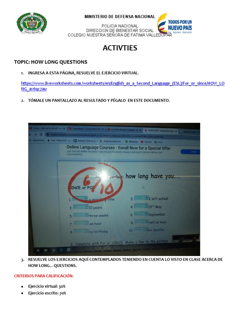 Activties: Topic: How Long Questions | PDF | Games & Activities ...