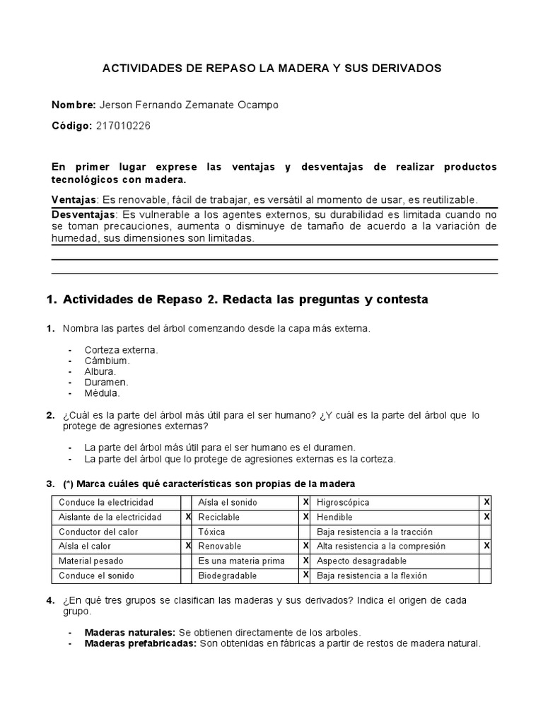 Actividad Madera - JERSON | PDF | Madera contrachapada | Madera