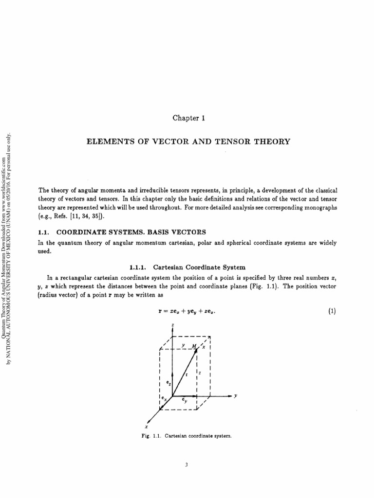 Elements of Vector and Tensor Theory: 1.1. Coordinate Systems. Basis Vectors | PDF | Tensor ...