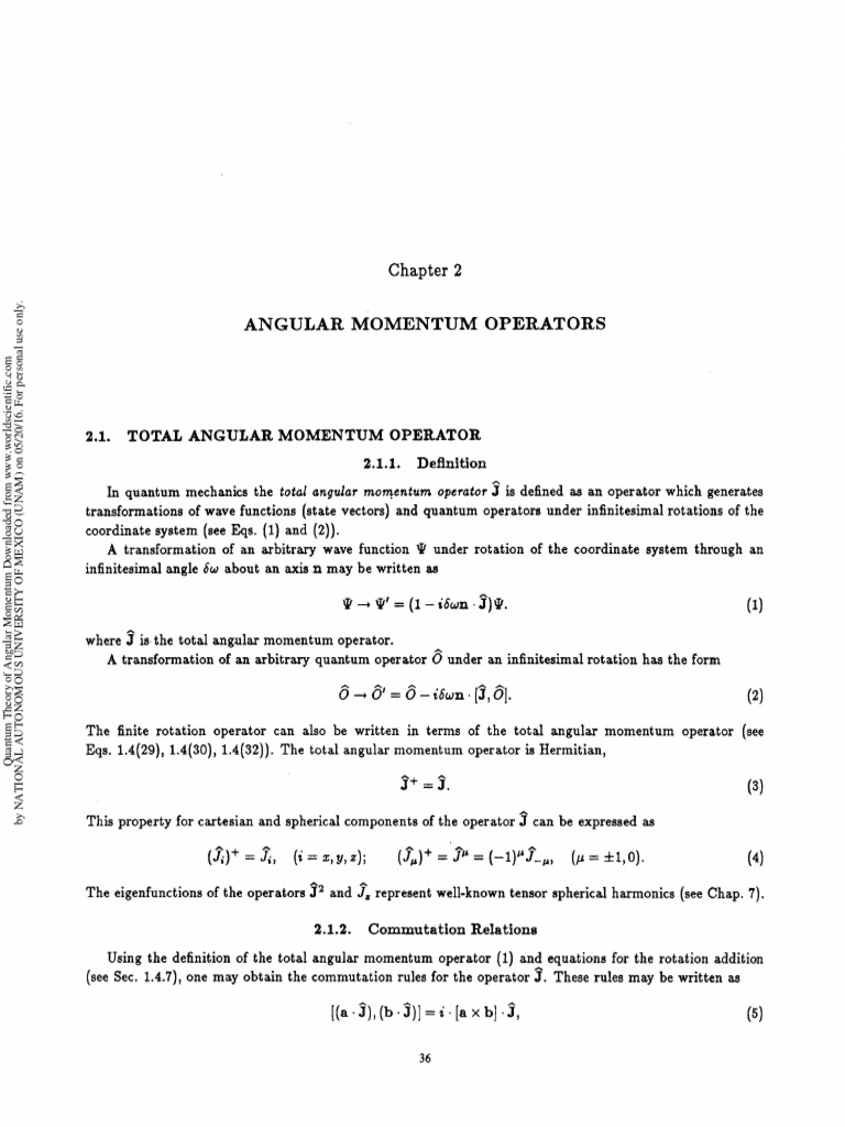 Angular Momentum Operators | PDF | Spin (Physics) | Wave Function