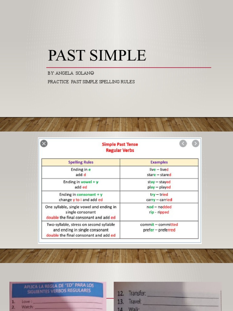 Past Simple: By: Angela Solan Practice Past Simple Spelling Rules | PDF