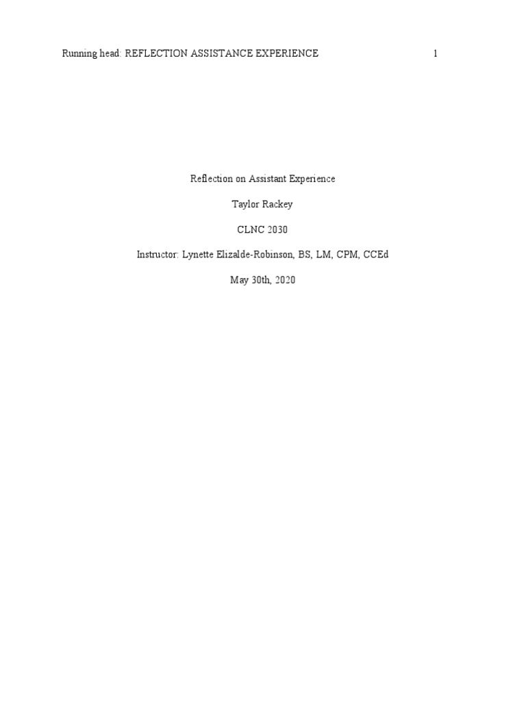 Reflection on Midwifery Assistant Experience | PDF | Test (Assessment ...