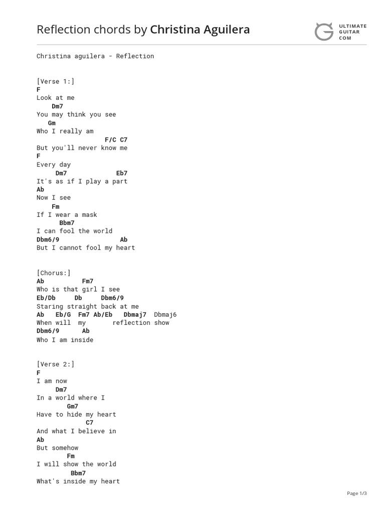 Reflection-Chords-by-Christina-Aguileratabs-Ultimate-Guitar-Archive | PDF