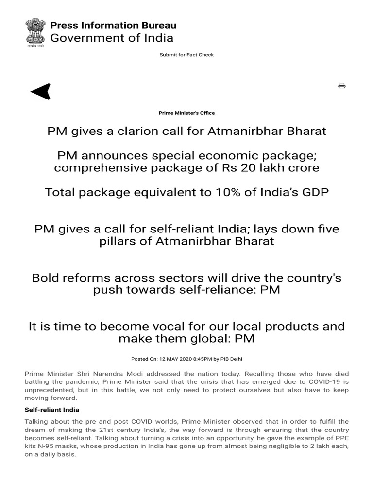 Press Information Bureau: Submit For Fact Check | PDF | Economies ...
