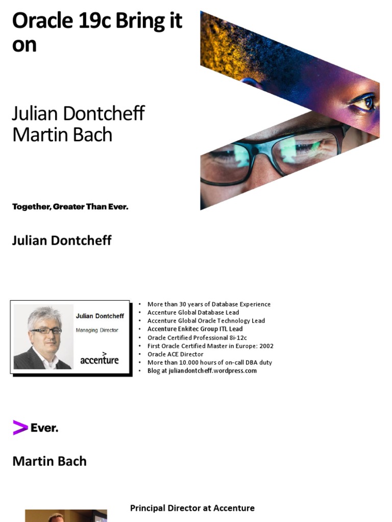 Oracle 19c Bring It On: Julian Dontcheff Martin Bach | PDF | Database Index | Databases