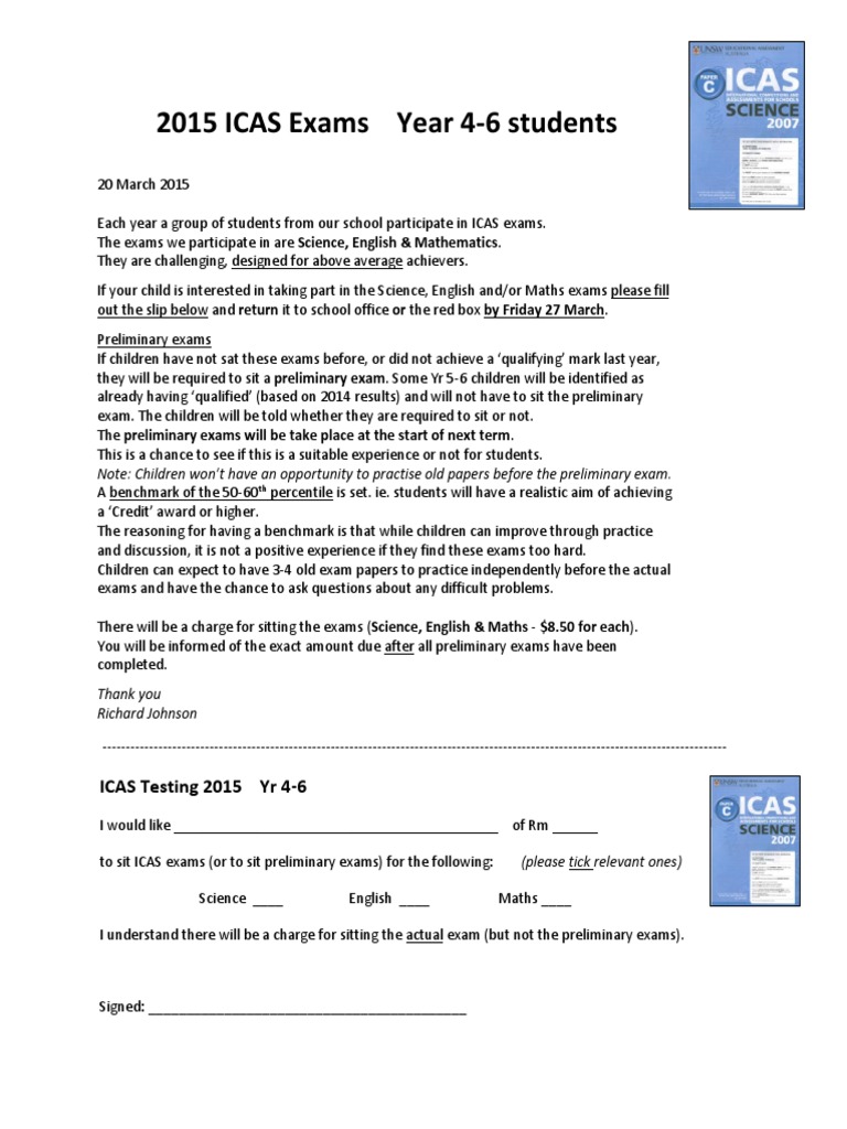 2015 ICAS Exams Year 4-6 Students | PDF