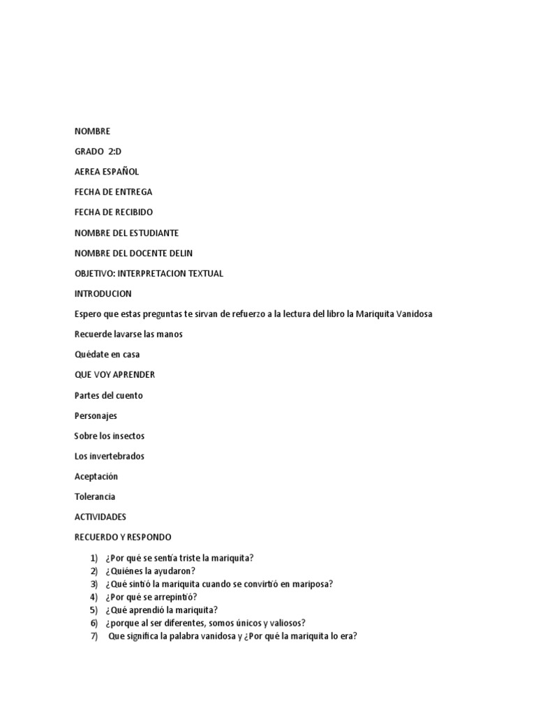 La Mariquita Vanidosa | PDF