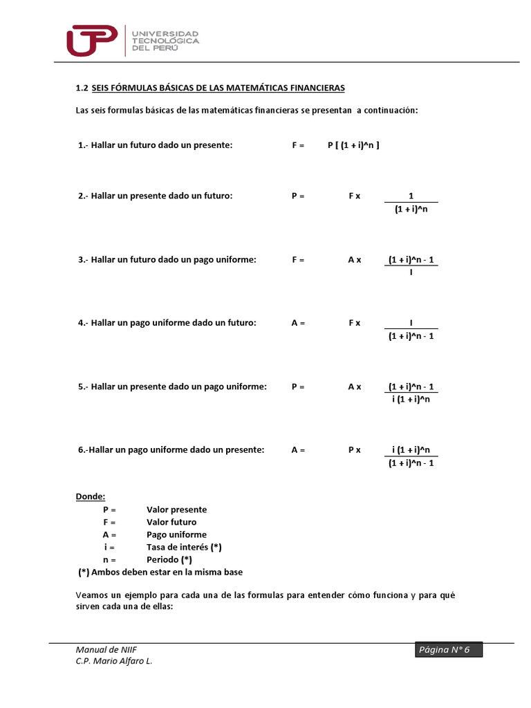 Formulas Básicas | PDF | Finanzas Matemáticas | Economias