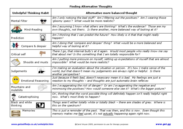 Finding Alternative Thoughts | PDF | Thought | Subjective Experience