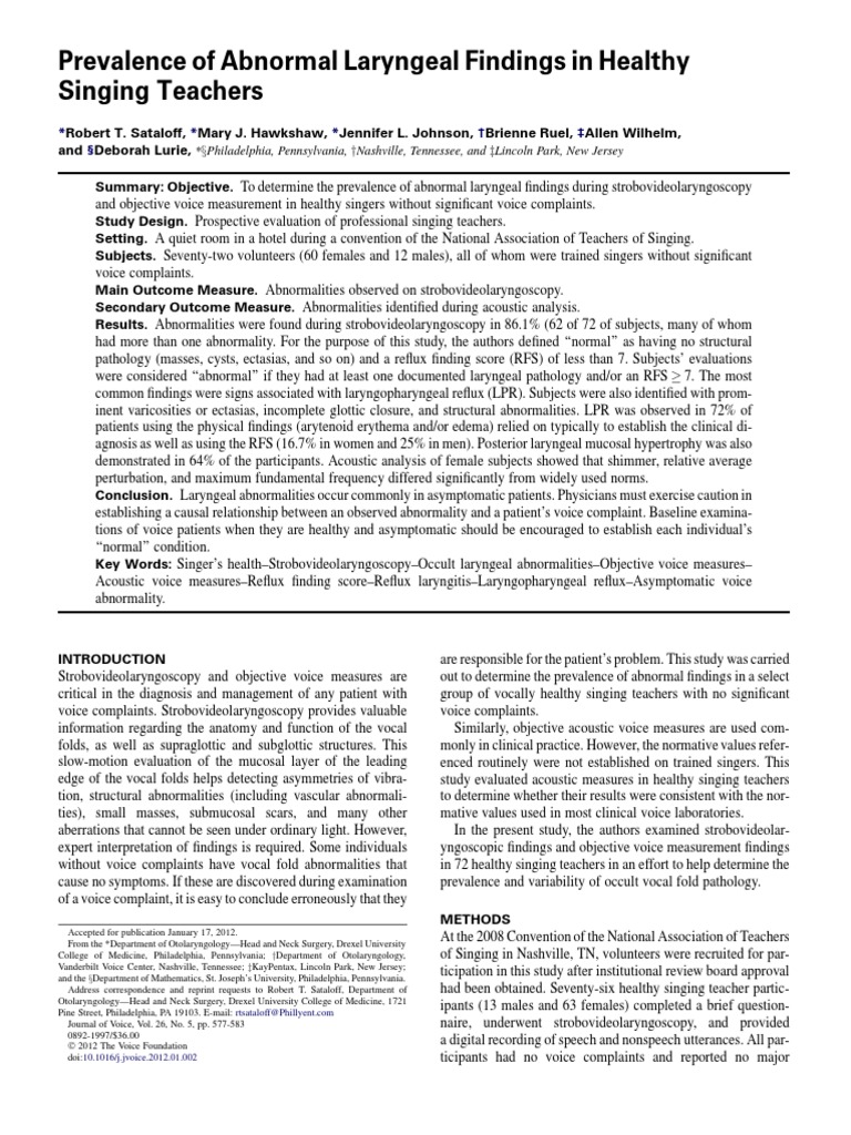 Sataloff 2012 | PDF | Human Voice | Singing