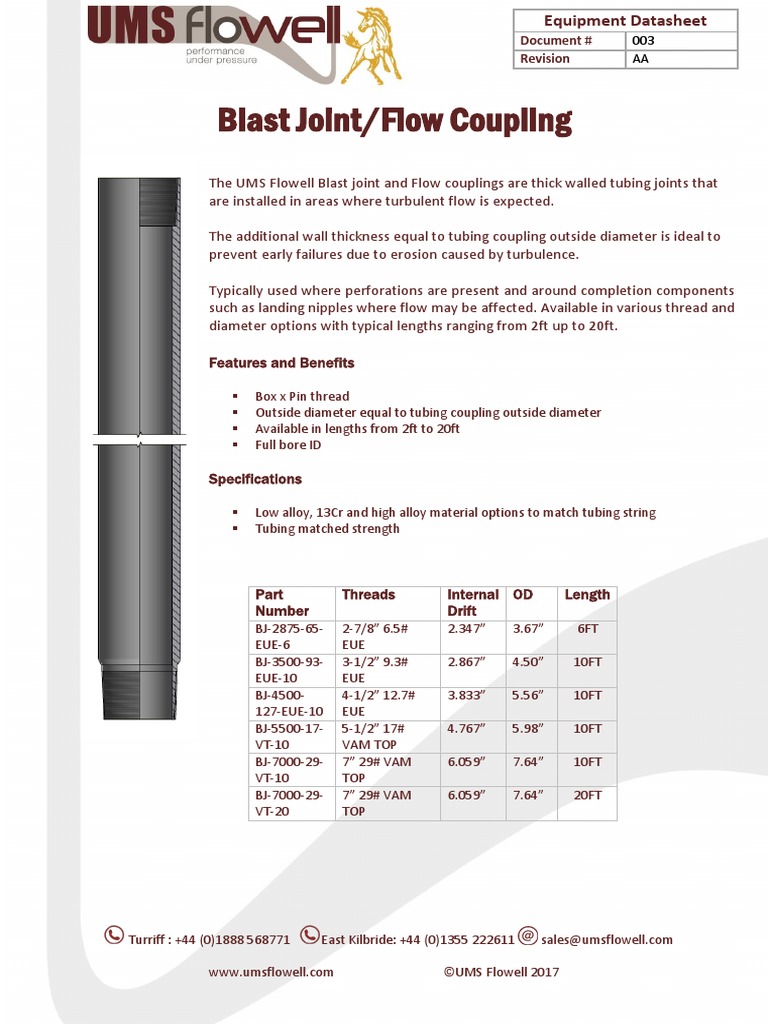 Blast Joint/Flow Coupling: Document # Revision | PDF