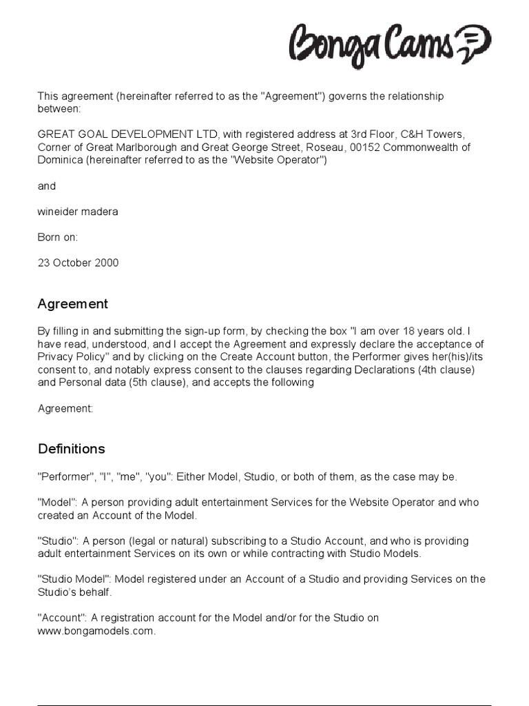 Broadcasting Agreement For Independent Models | PDF | Contractual Term ...