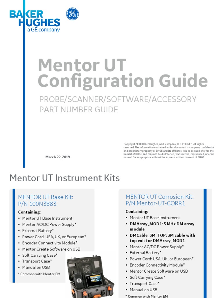 Mentor UT Configuration Guide: Probe/Scanner/Software/Accessory Part ...