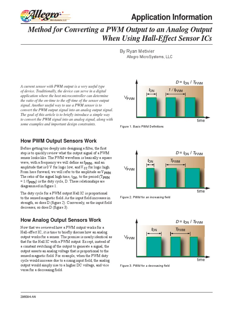 AN296094 Method For Converting A PWM Output To An Analog Output When Using Hall Effect Sensor ...