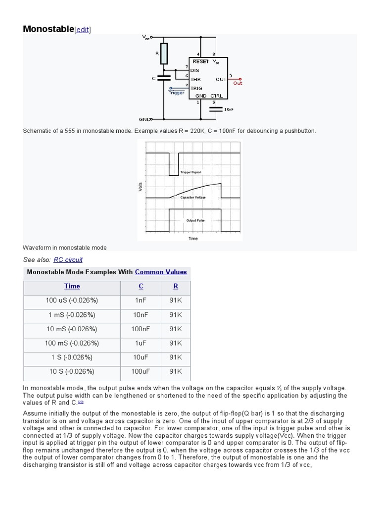 NE555 Monostable | PDF | Analog Circuits | Electrical Equipment