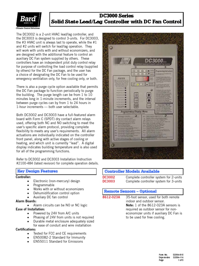 DC3000 Series Solid State Lead/Lag Controller With DC Fan Control | PDF ...