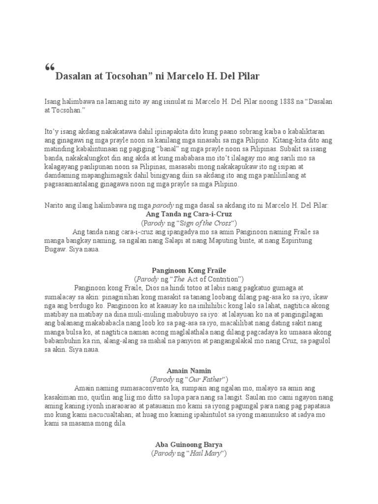 Dasalan at Tocsohan Plaridel | PDF