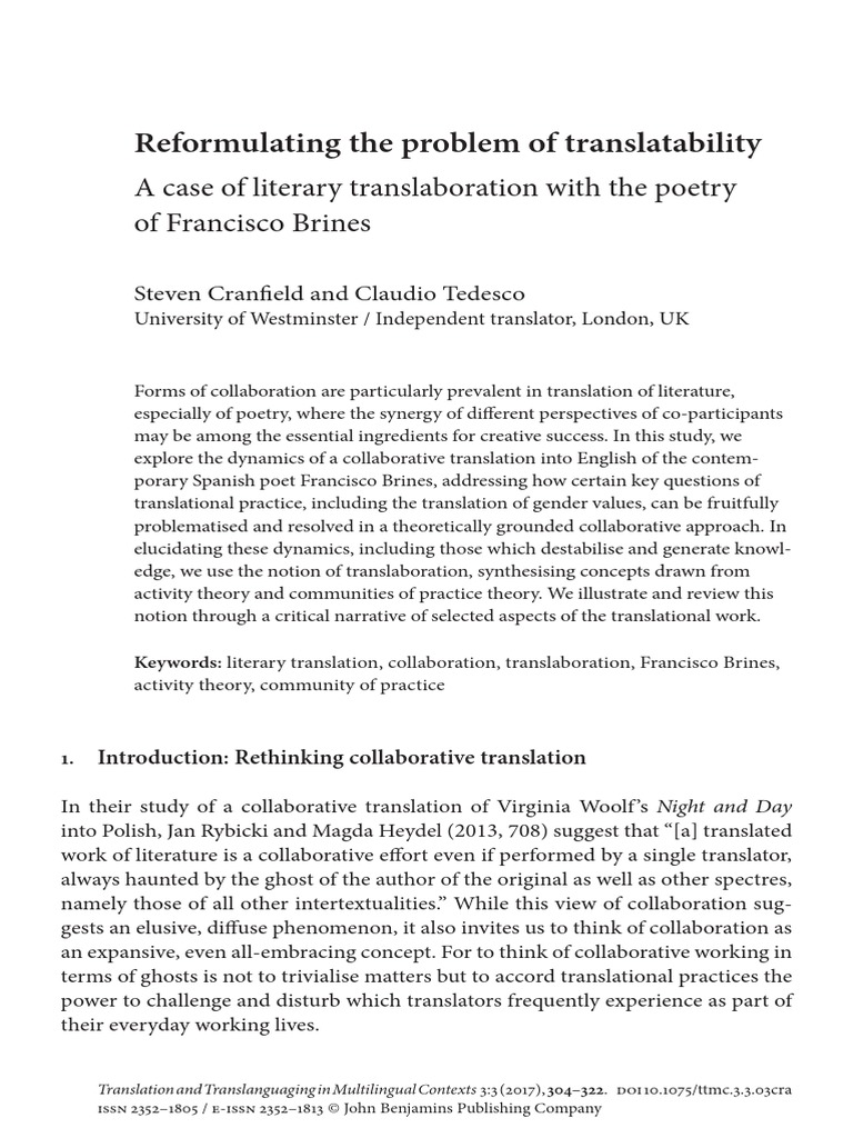 Reformulating The Problem of Translatability | PDF | Translations ...