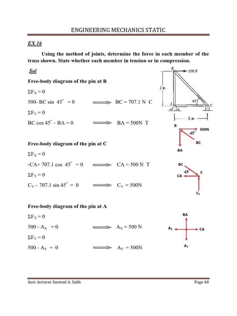 Engineering Mechanics Static PDF | PDF | Truss | Force