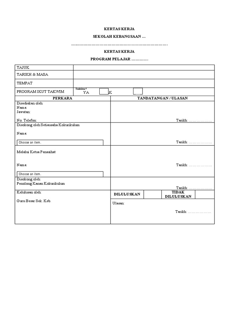 Format KERTAS KERJA IPG | PDF