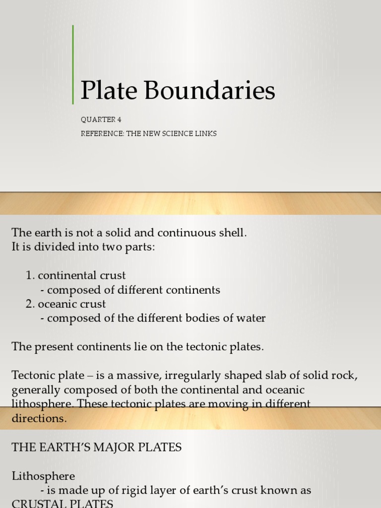 Plate Boundaries: Quarter 4 Reference: The New Science Links | PDF ...