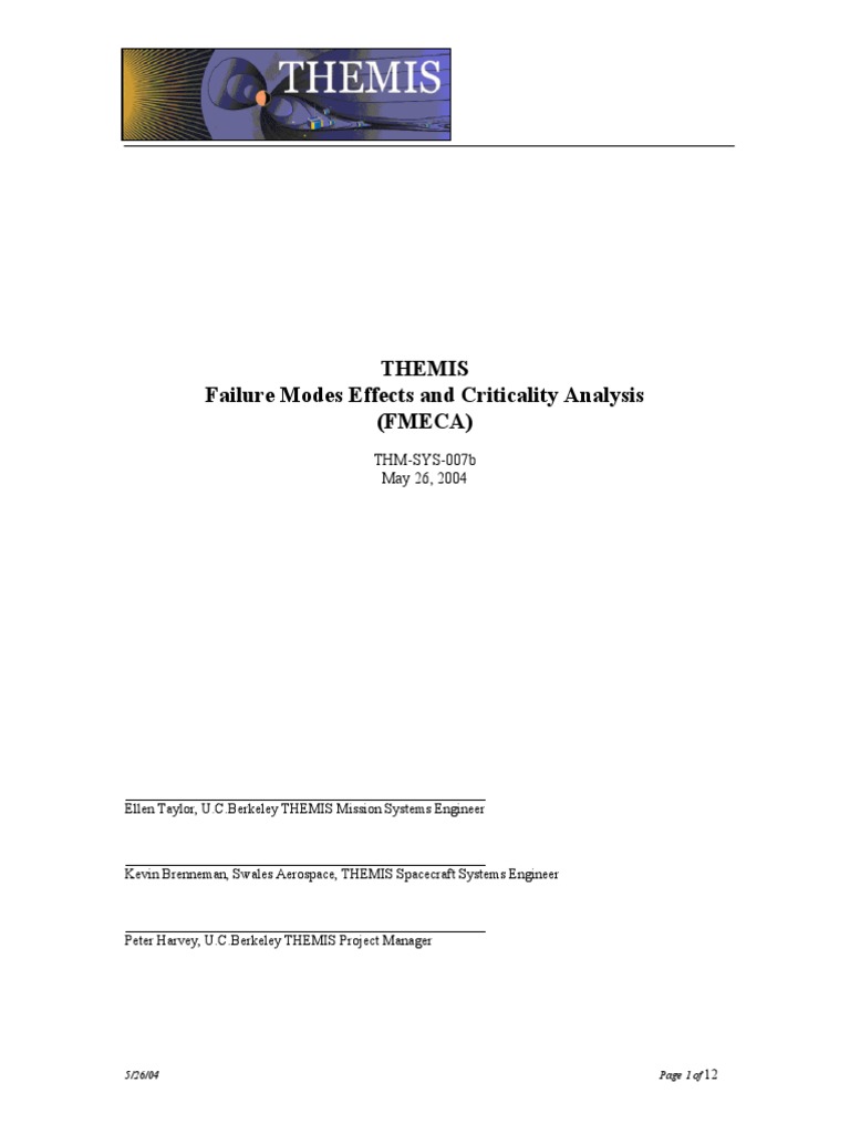 Themis Failure Modes Effects and Criticality Analysis (Fmeca) | Download Free PDF | Reliability ...