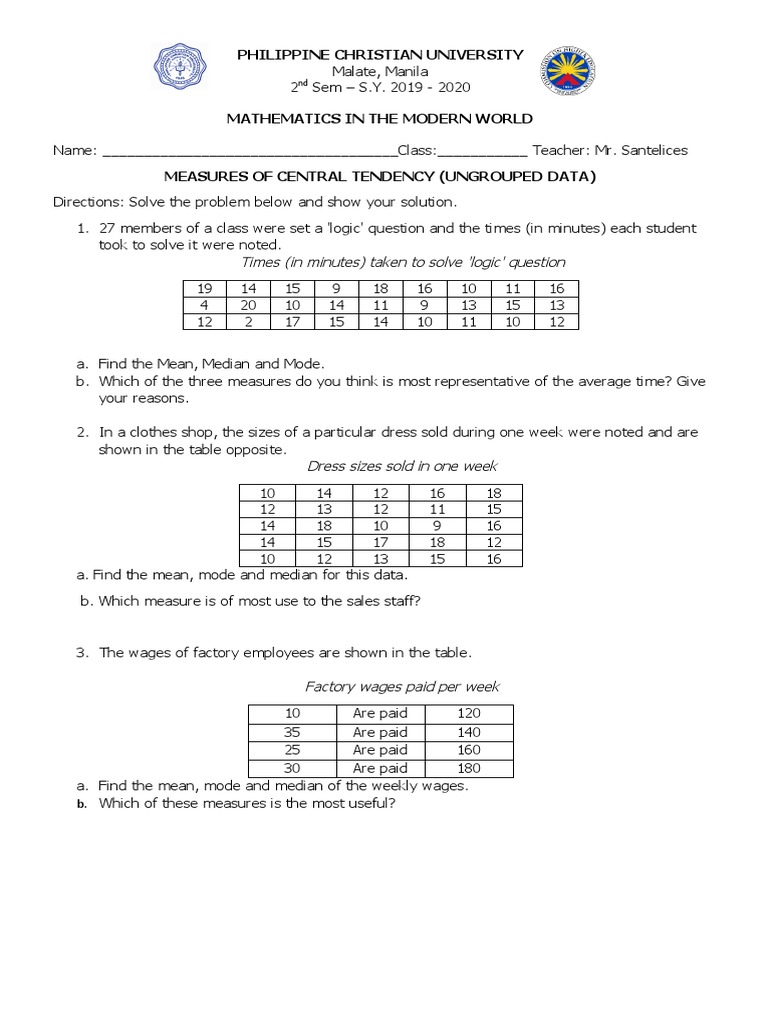 Week - 14 - Measures of Central Tendency