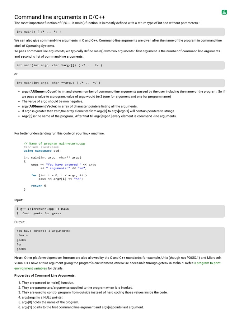 Command Line Arguments In C C Pdf Parameter Computer Programming Command Line Interface