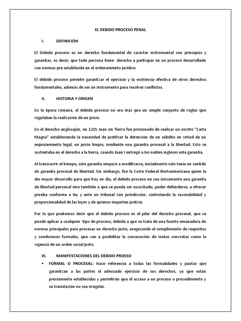 Definición y Garantías del Debido Proceso Penal | PDF | Debido al ...