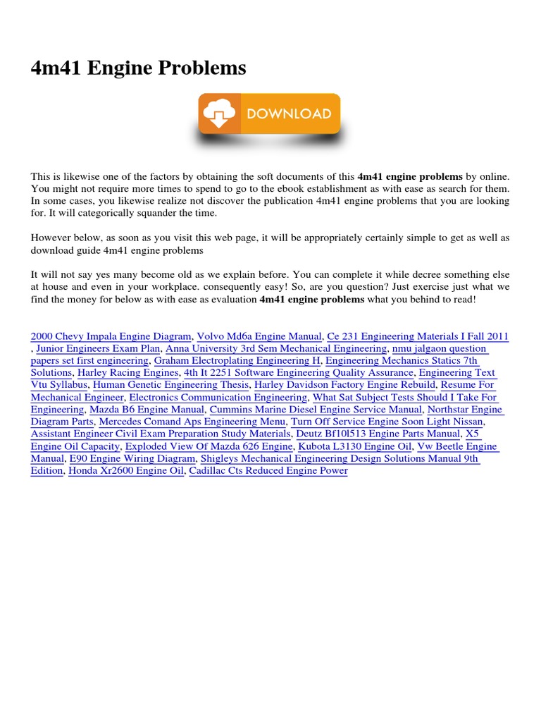 4m41 Engine Problems | PDF | Computers | Technology & Engineering