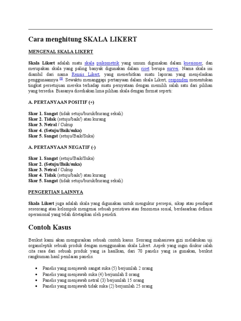 Contoh Menghitung Ska La Likert | PDF | Metode & Bahan Ajar