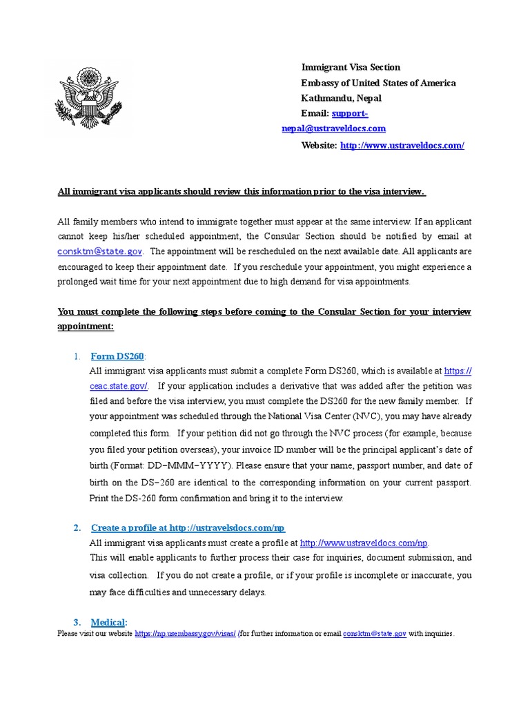 Required Docs For Immigrant Visa Interview | PDF | Travel Visa ...