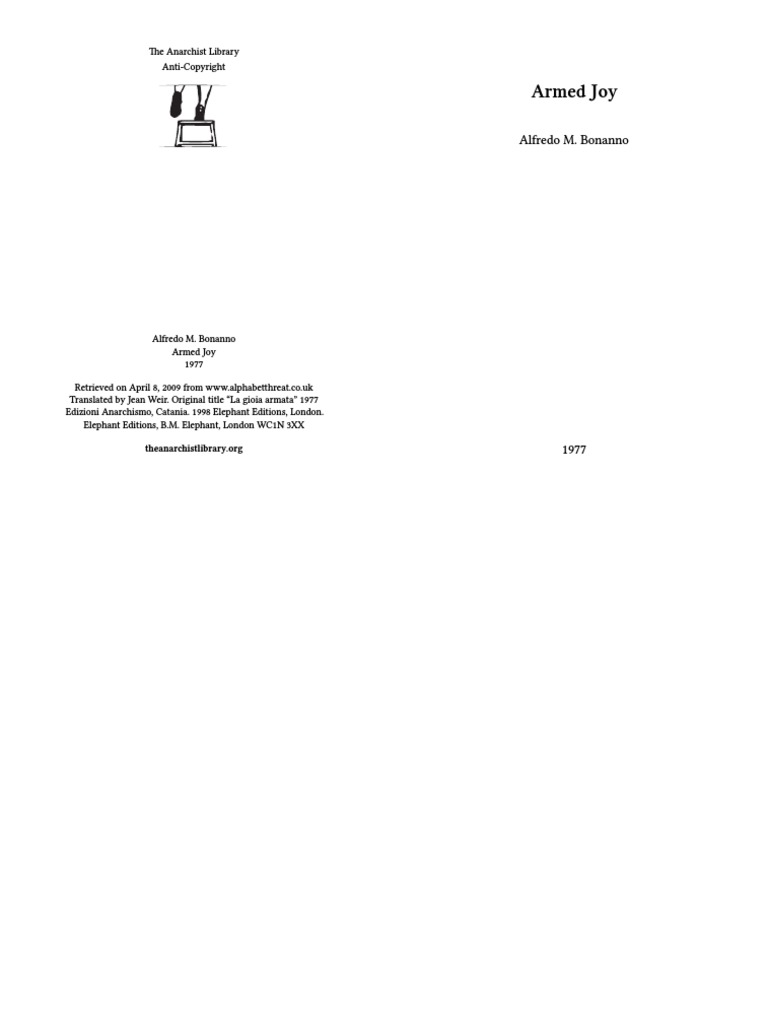 Alfredo M Bonanno Armed Joy.a4 | PDF | Exploitation Of Labour | Social ...