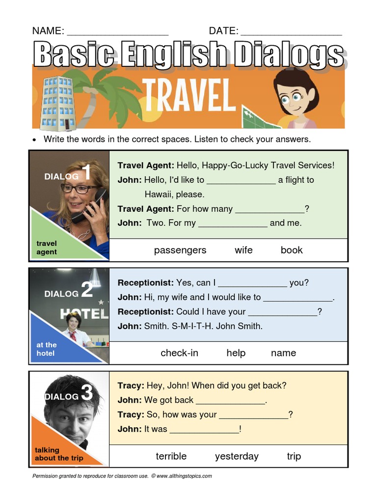 Basic English Dialogs Travel2 | PDF | Human Communication | Cognition
