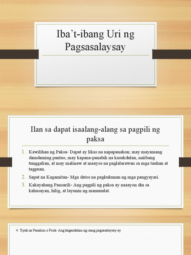 Iba't-Ibang Uri NG Pagsasalaysay | PDF
