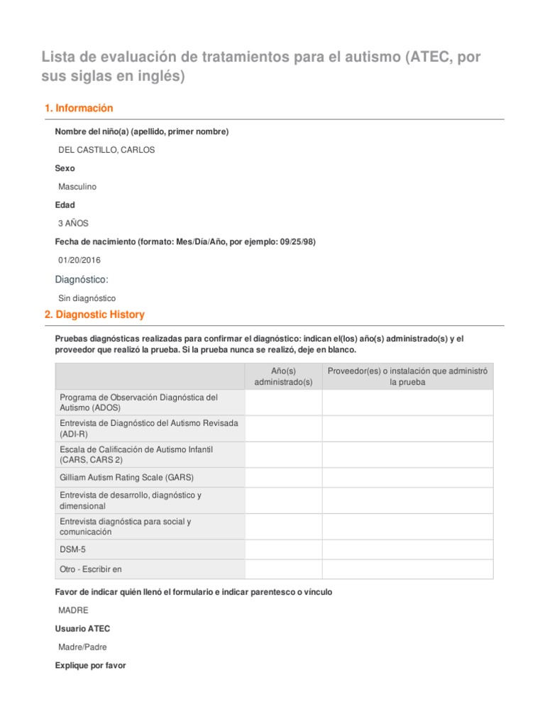 Autism Treatment Evaluation Checklist - Languages | PDF | Espectro ...