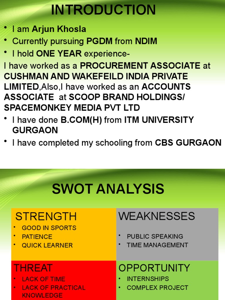 I Am Arjun Khosla - Currently Pursuing PGDM From NDIM - I Hold ONE YEAR ...