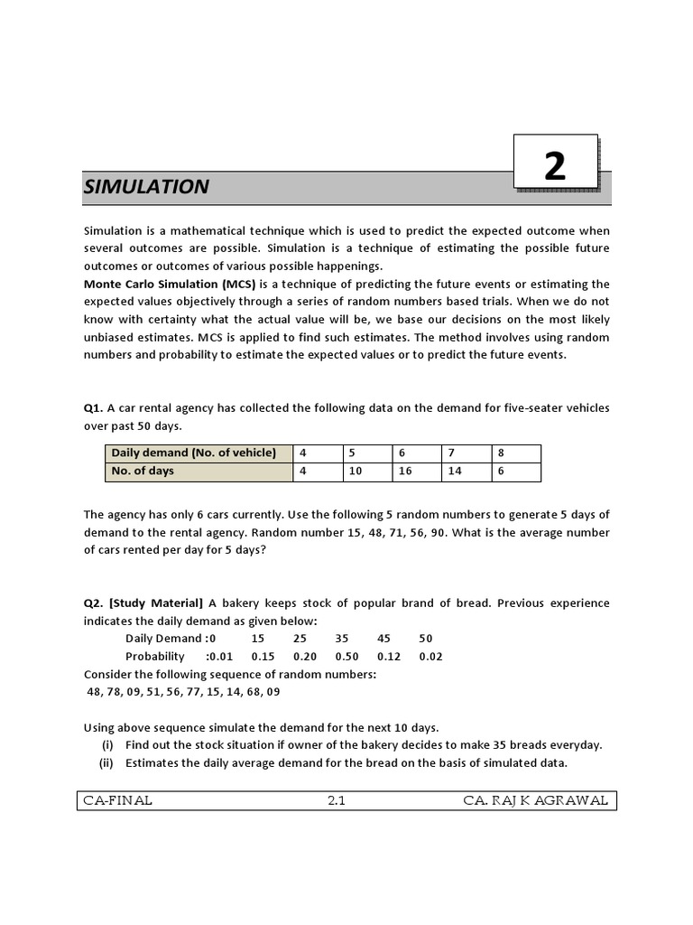 2 Simulation Pdf Monte Carlo Method Expected Value