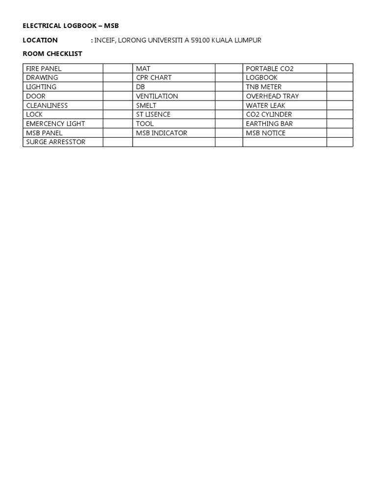 Form Electrical MSB 2020 | PDF