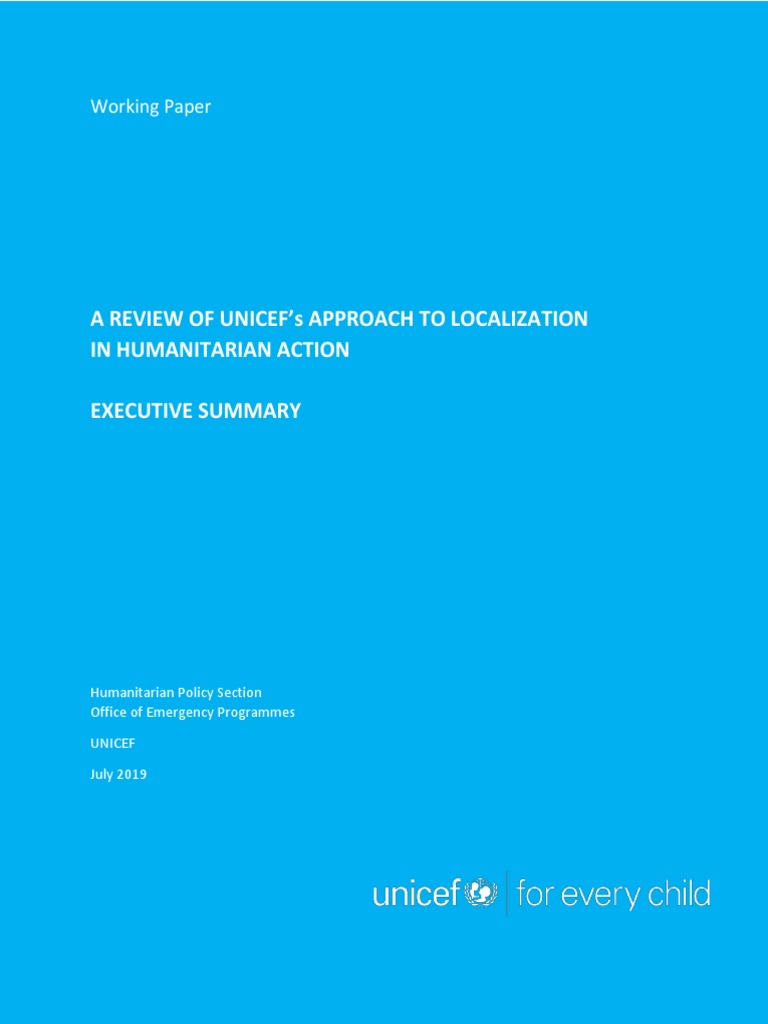 Working Paper :A REVIEW OF UNICEF's APPROACH TO LOCALIZATION IN ...
