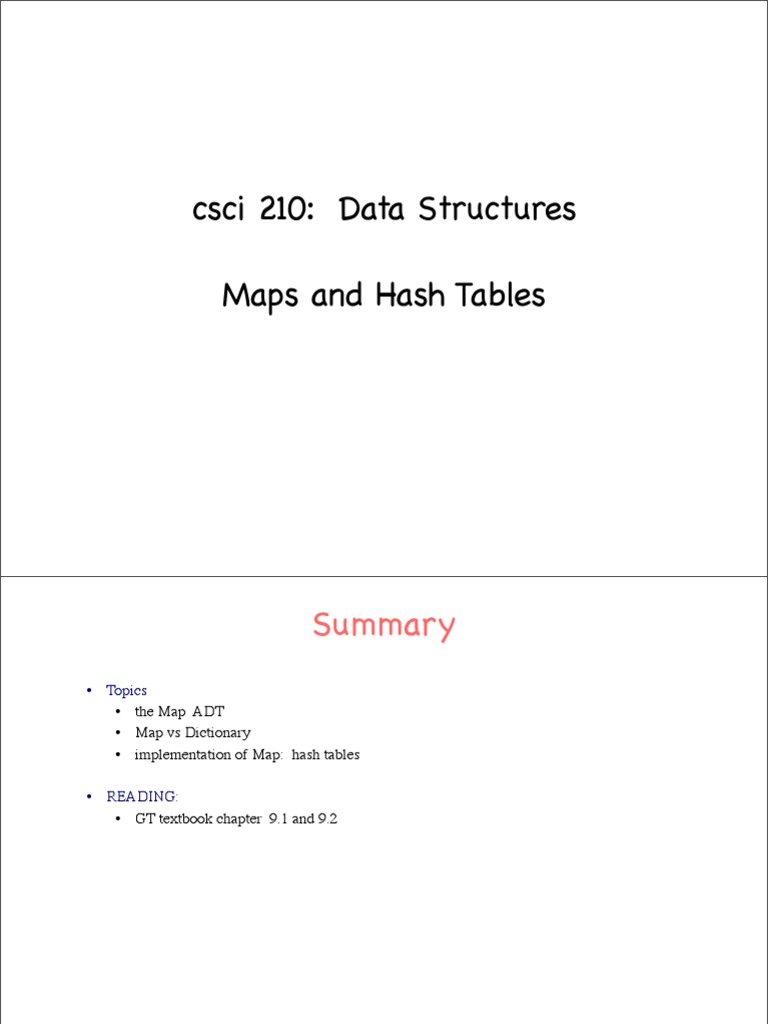 Csci 210: Data Structures Maps and Hash Tables | PDF | Algorithms And Data Structures ...