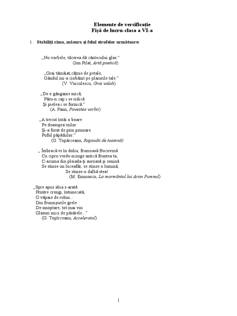 Elemente de Versificatie | PDF