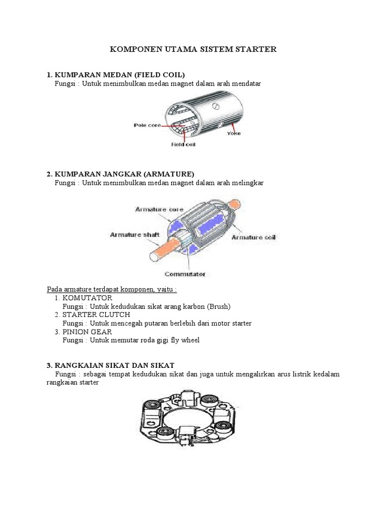 Komponen Utama Sistem Starter Motor | PDF
