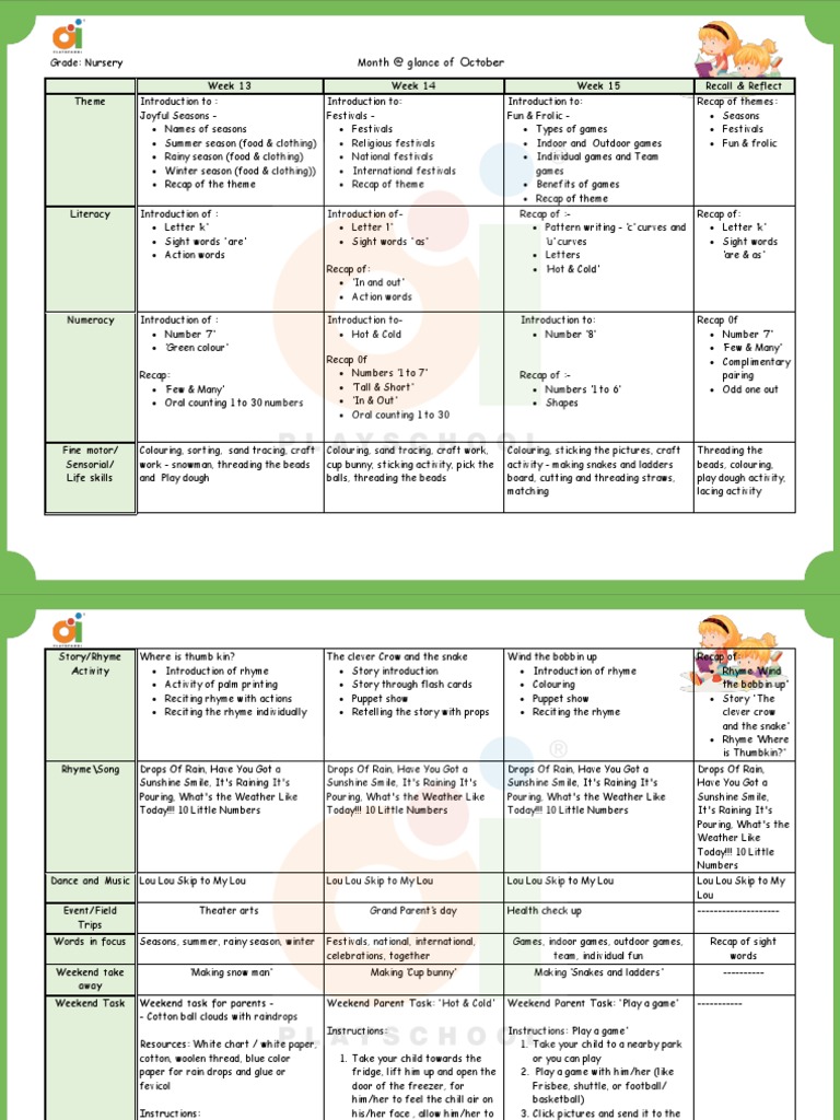 October Nursery Curriculum Overview | PDF | Nature