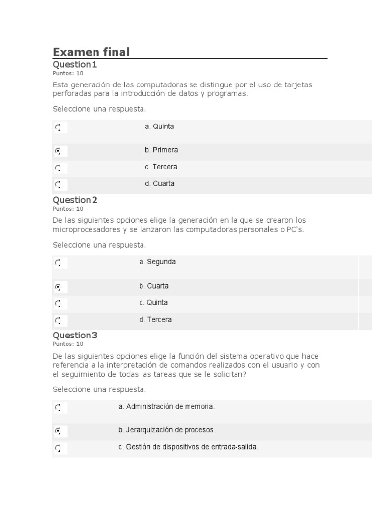 Examen Final INFORMATICA | PDF | Hardware de la computadora | Sistema operativo