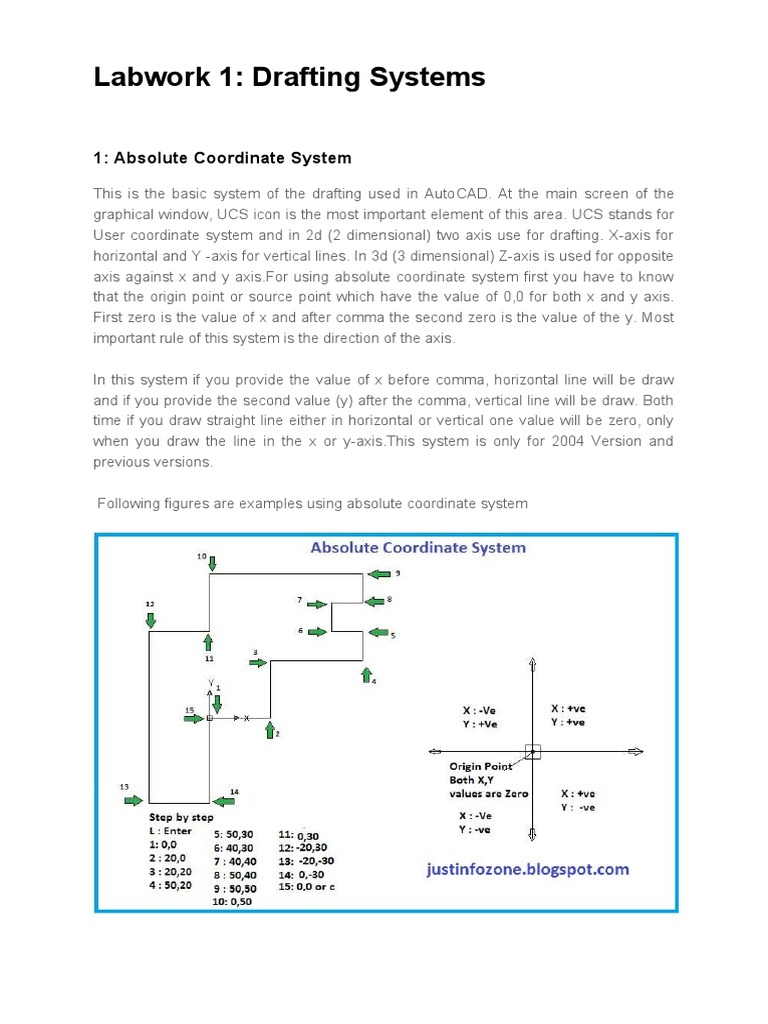 Labwork 1: Drafting Systems: 1: Absolute Coordinate System | PDF